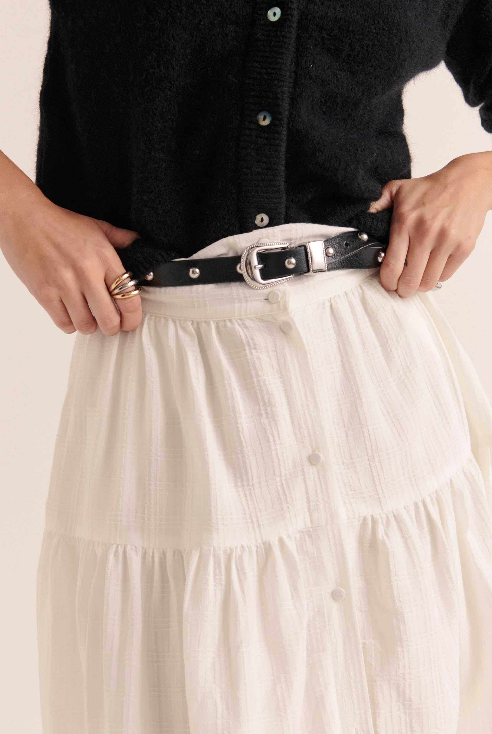 Cameron black studded belt - Balzac Paris