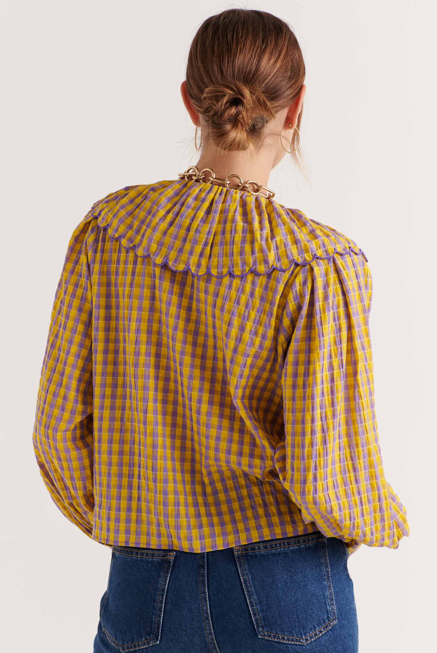 Amy yellow and purple gingham shirt - Balzac Paris