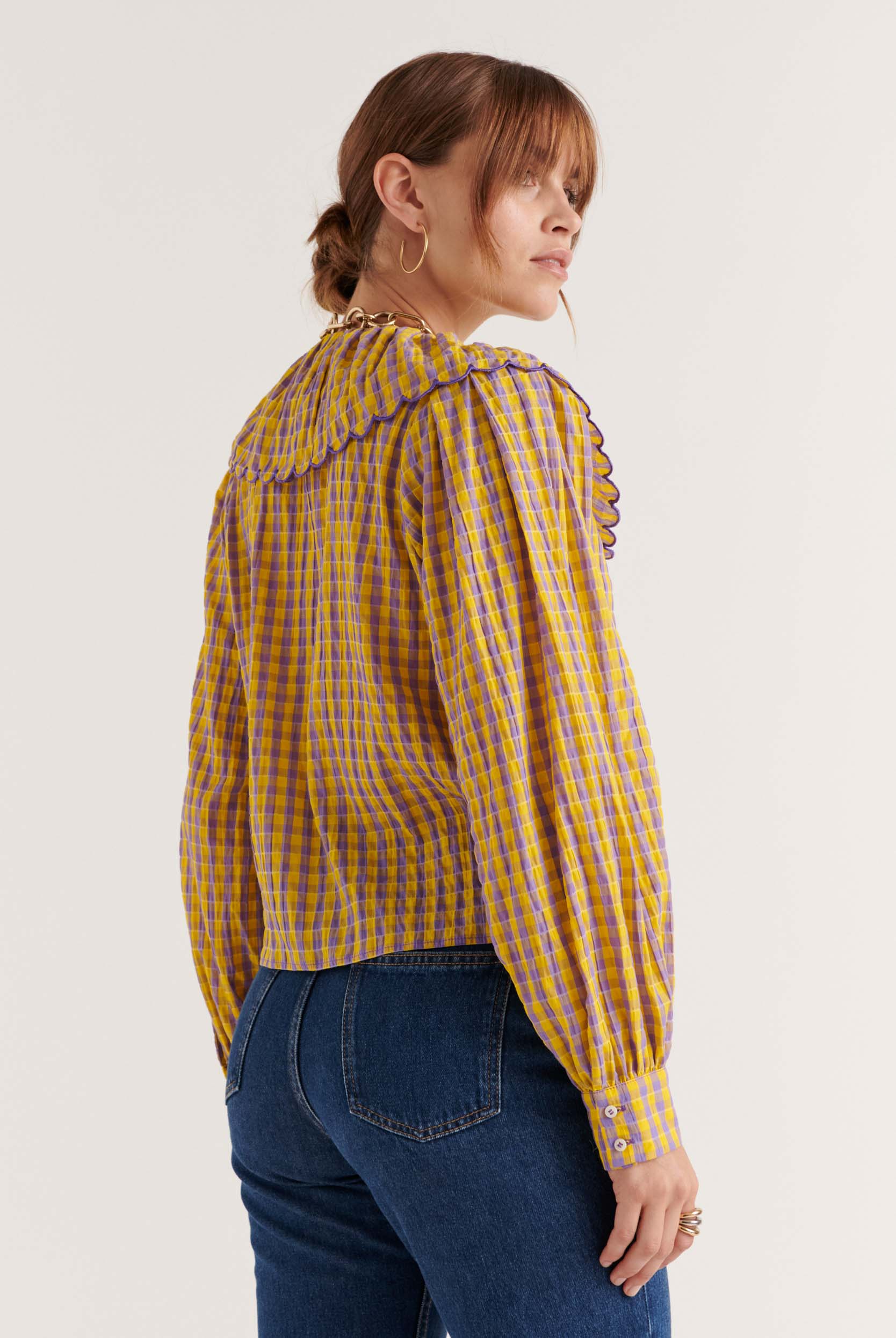 Amy yellow and purple gingham shirt - Balzac Paris
