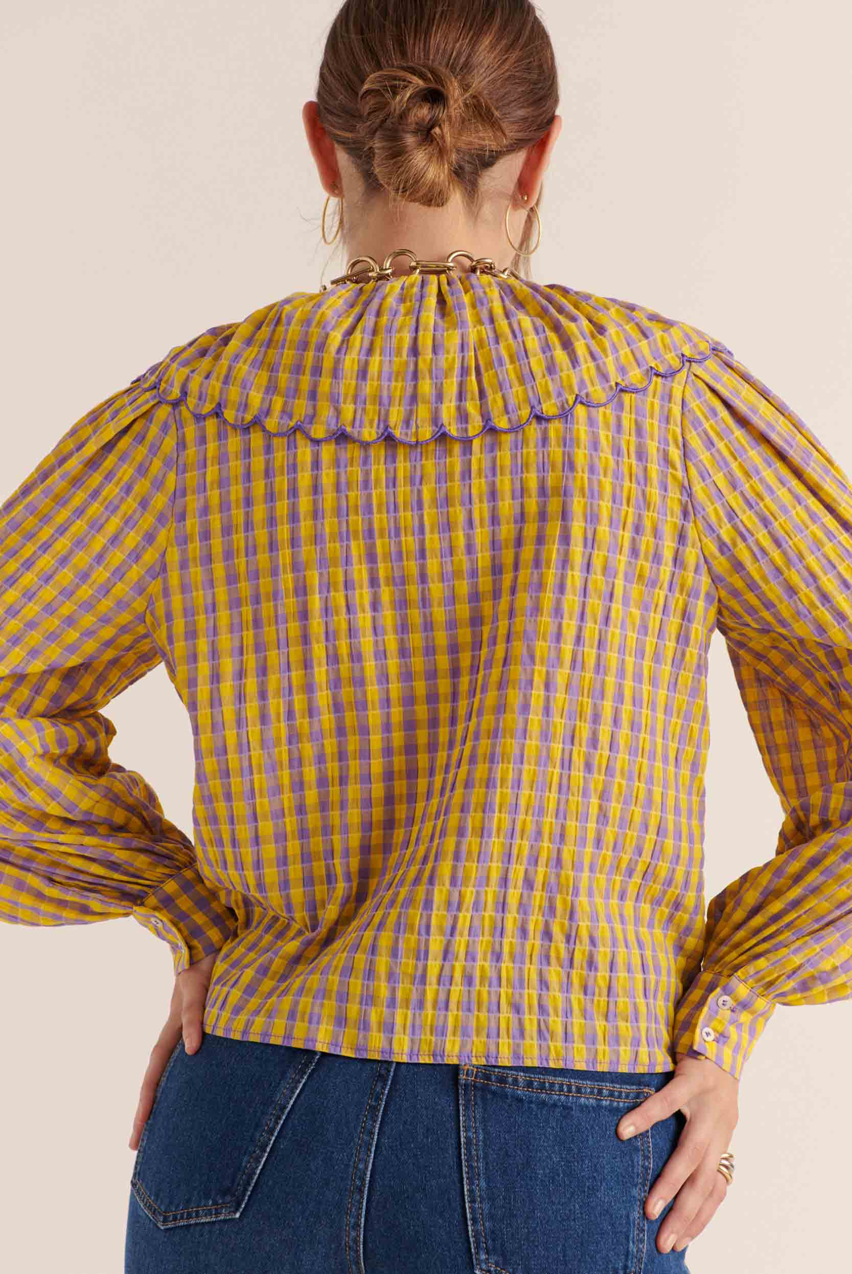 Chemise Amy vichy jaune et violet - Balzac Paris