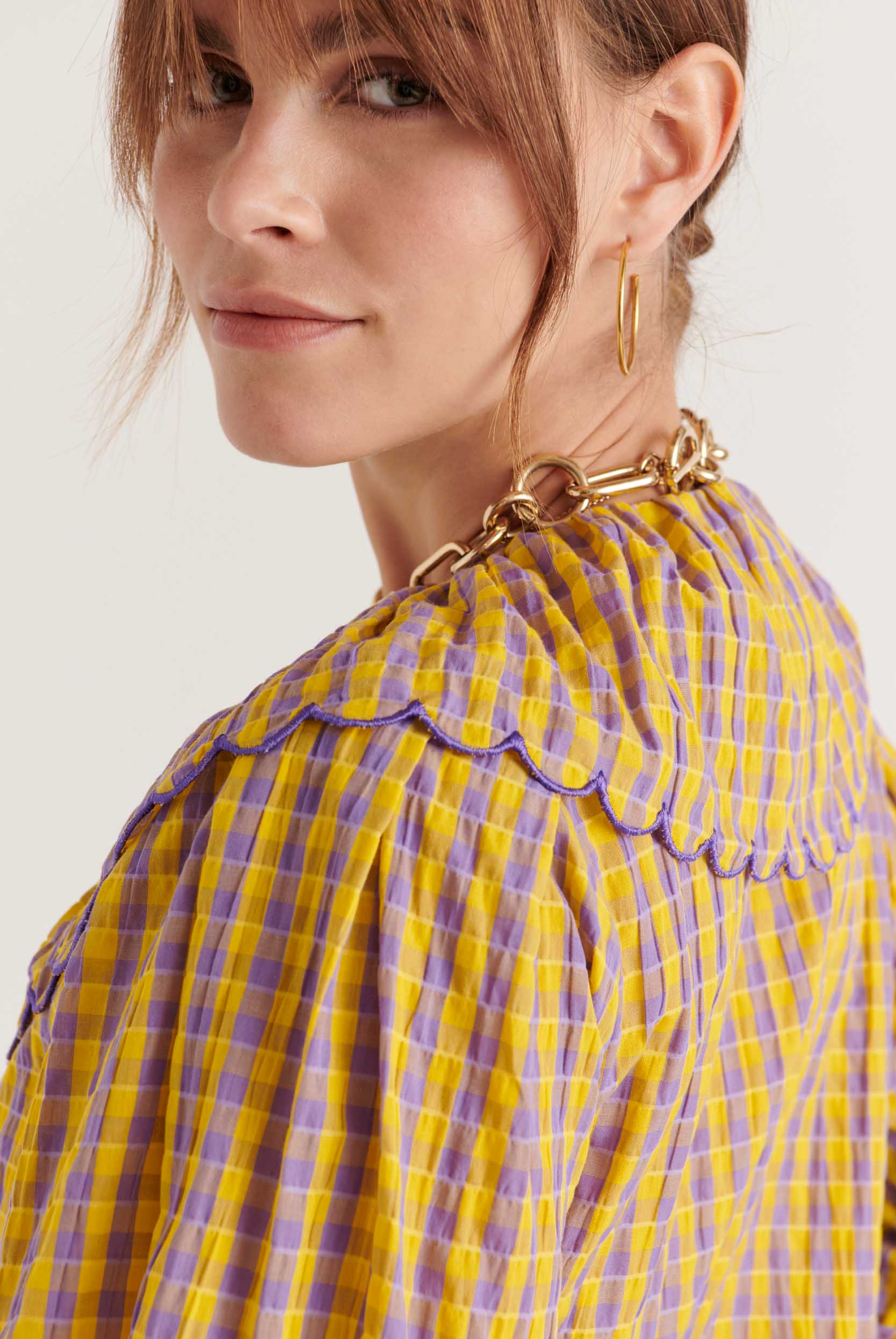 Amy yellow and purple gingham shirt - Balzac Paris