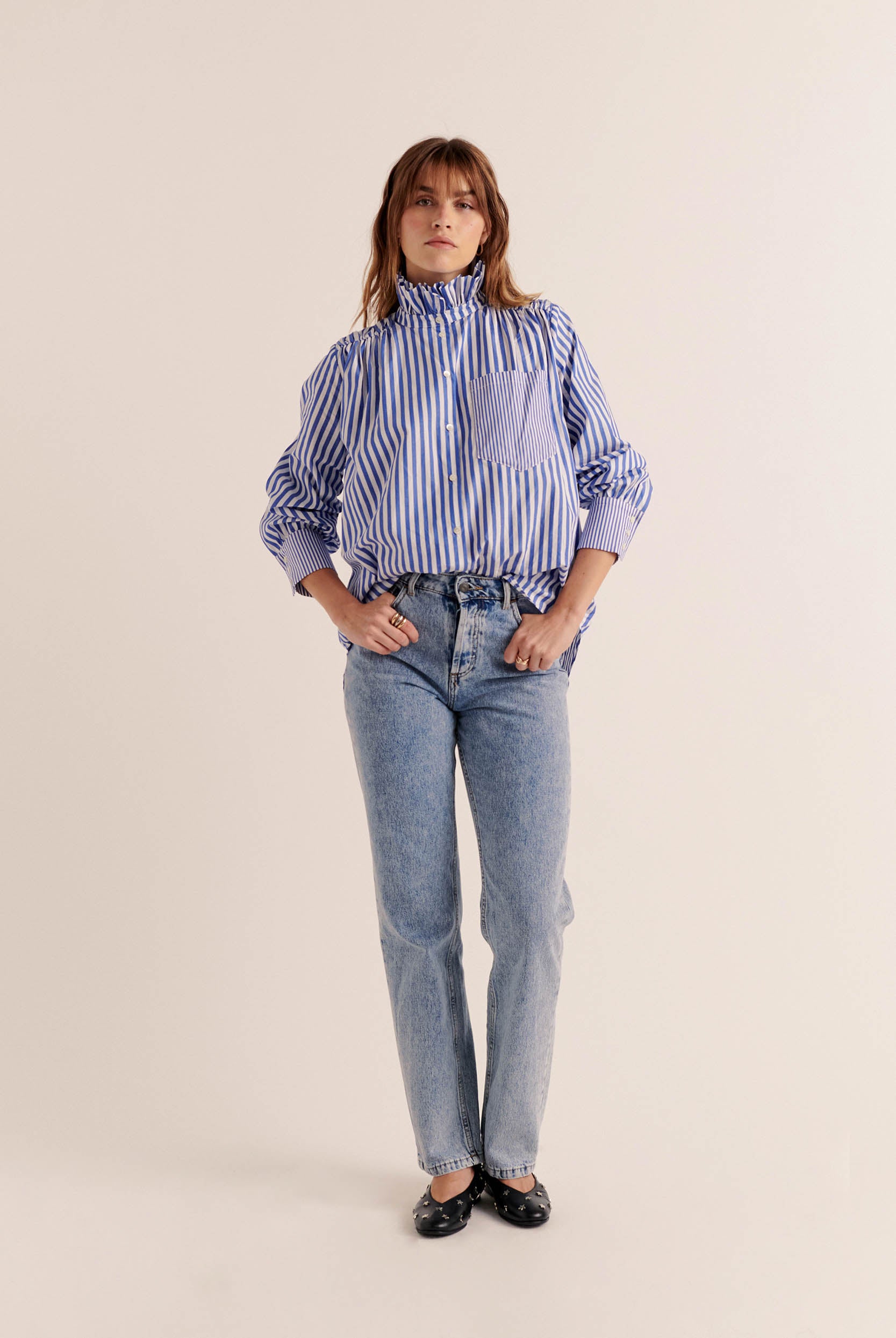 Léonor shirt with white and blue stripes - Balzac Paris