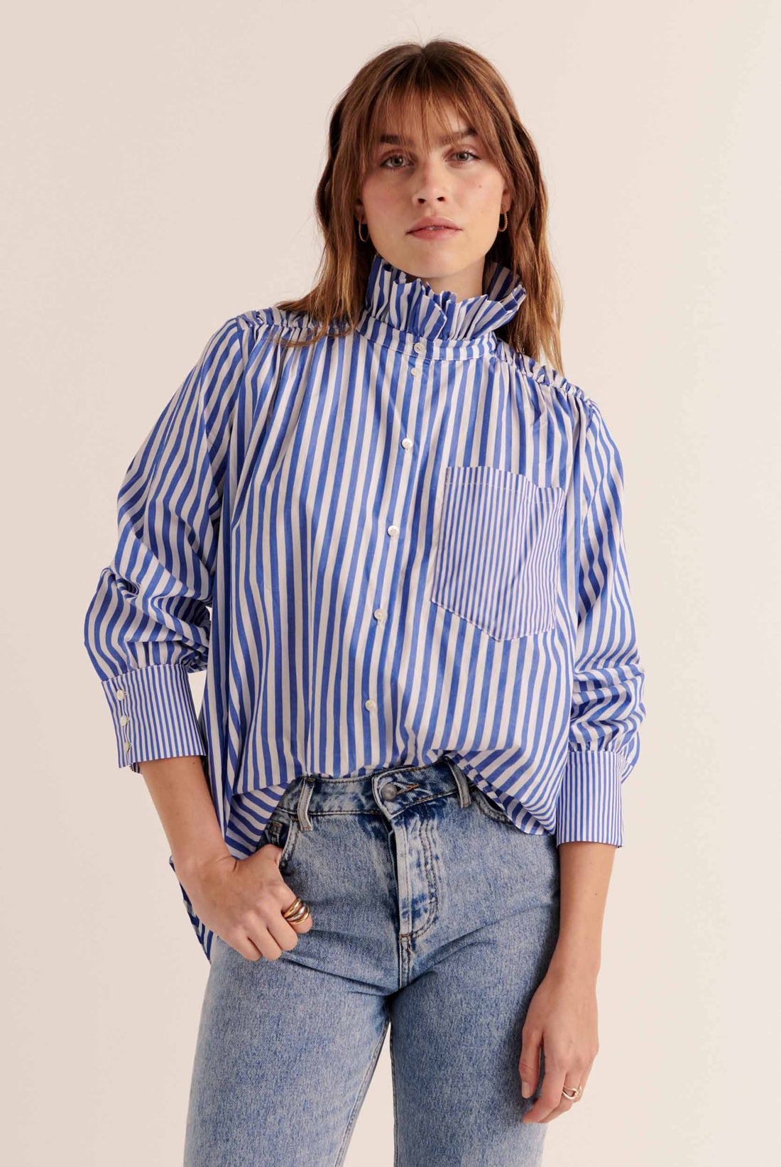 Léonor shirt with white and blue stripes - Balzac Paris
