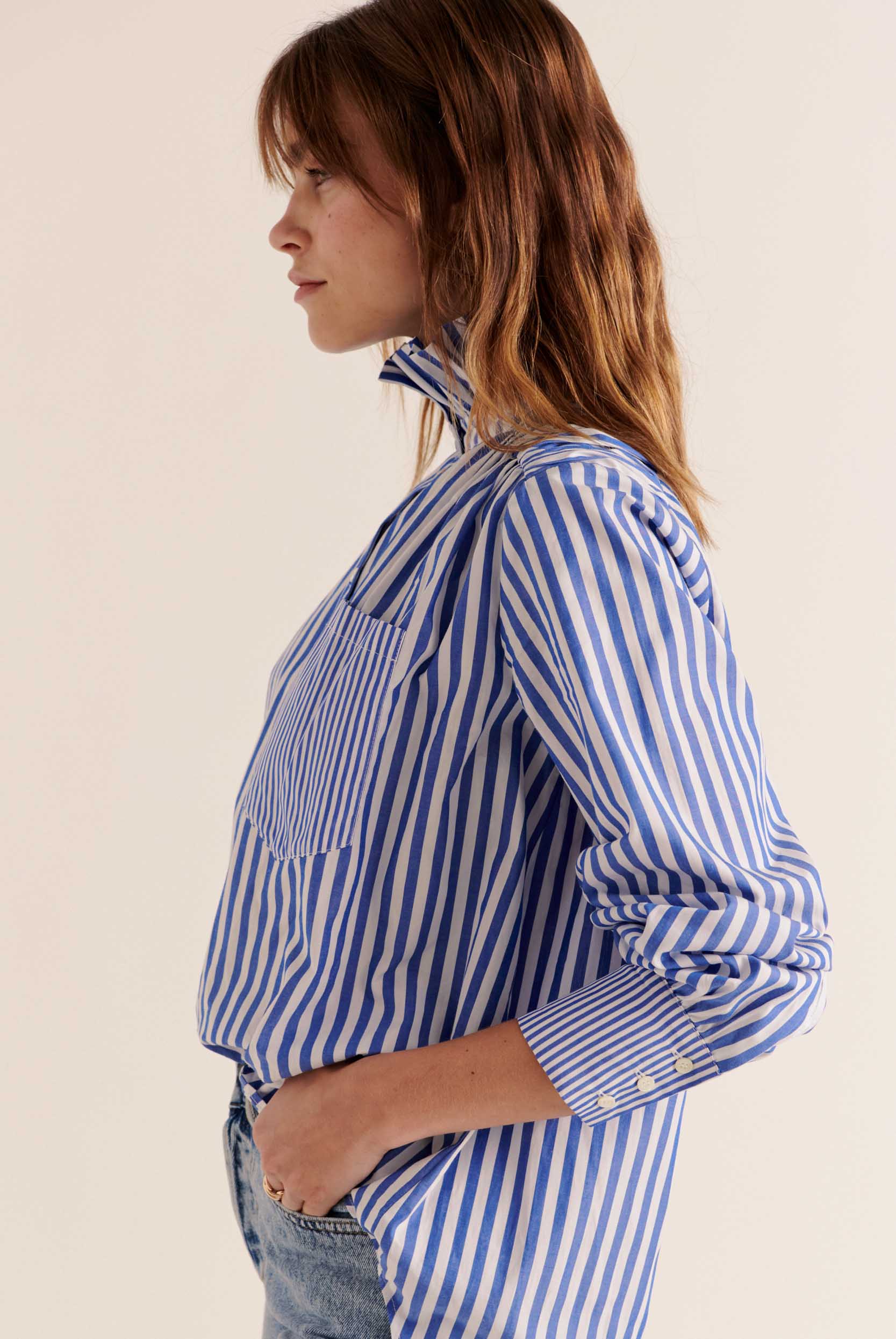 Léonor shirt with white and blue stripes - Balzac Paris