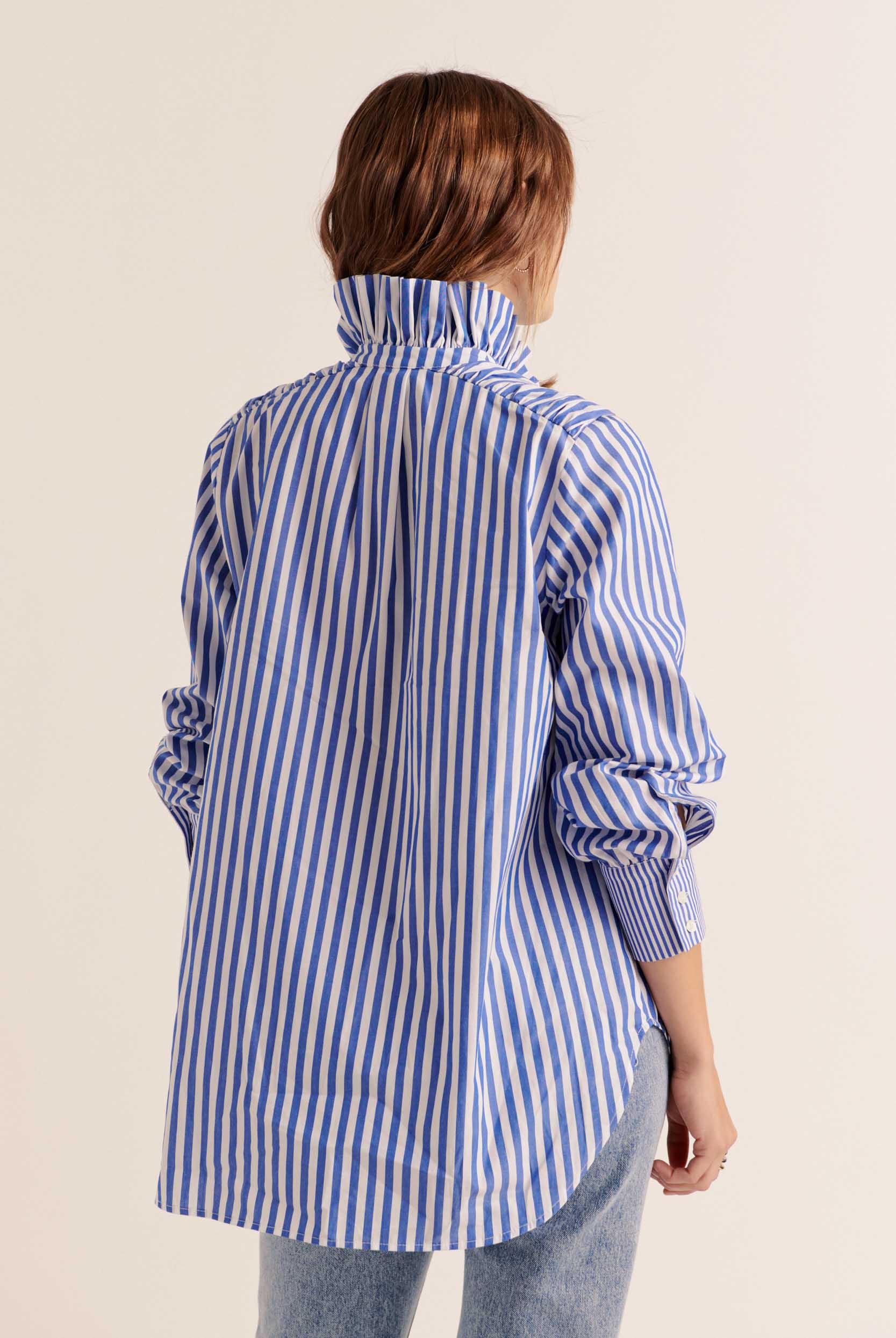 Chemise Léonor rayures blanc et bleu - Balzac Paris