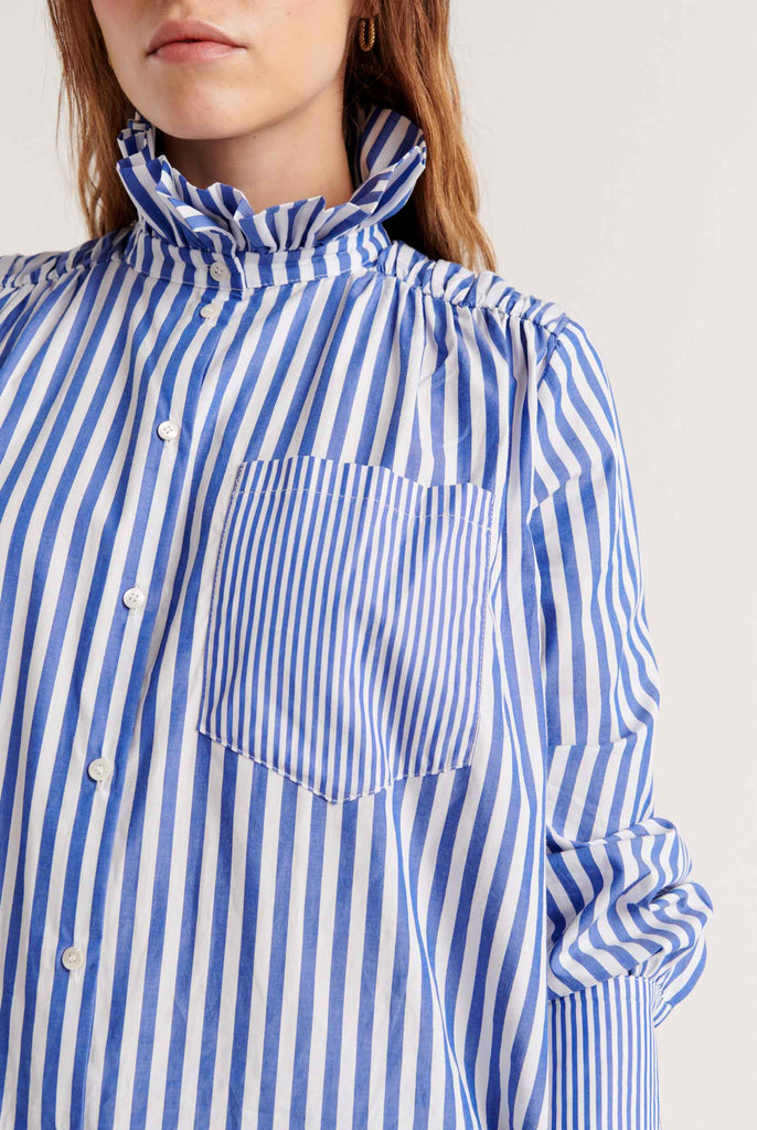 Chemise Léonor rayures blanc et bleu - Balzac Paris