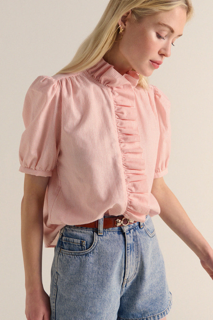 Iridescent coral striped bathing shirt - Balzac Paris