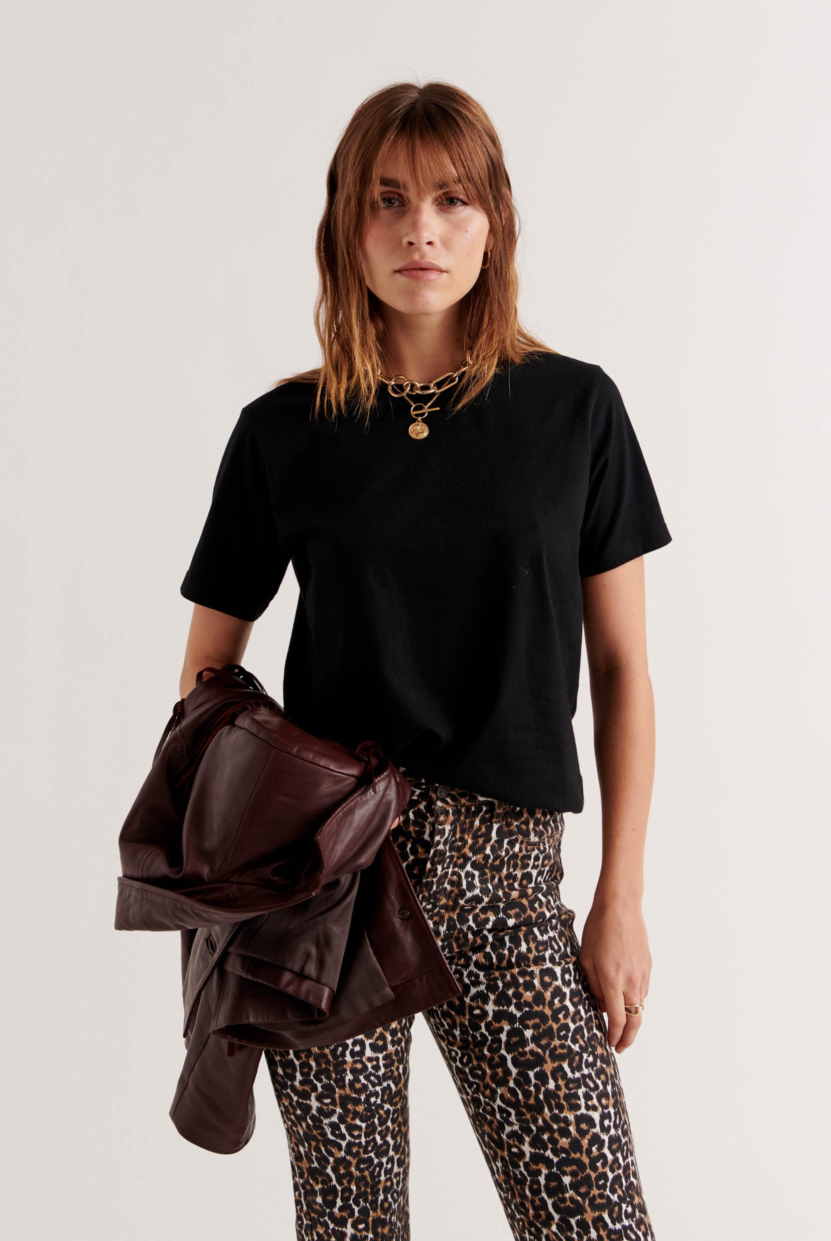 Tee-shirt uni noir simple coton bio GOTS Bree - Balzac Paris