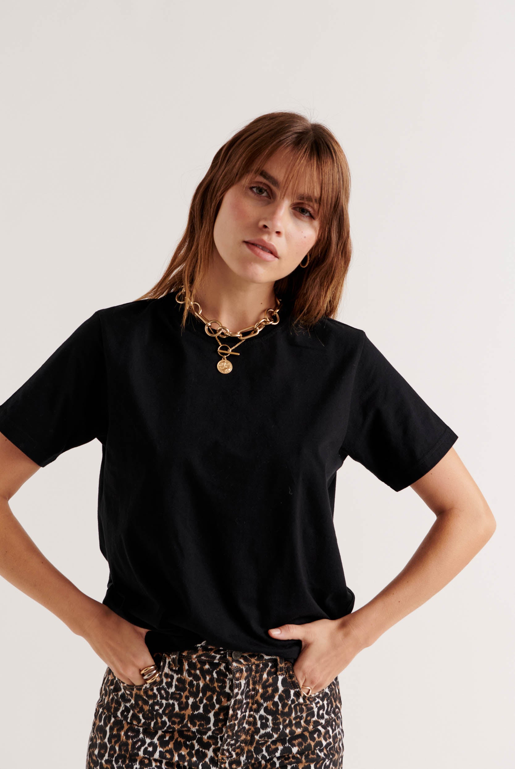 Tee-shirt uni noir simple coton bio GOTS Bree - Balzac Paris