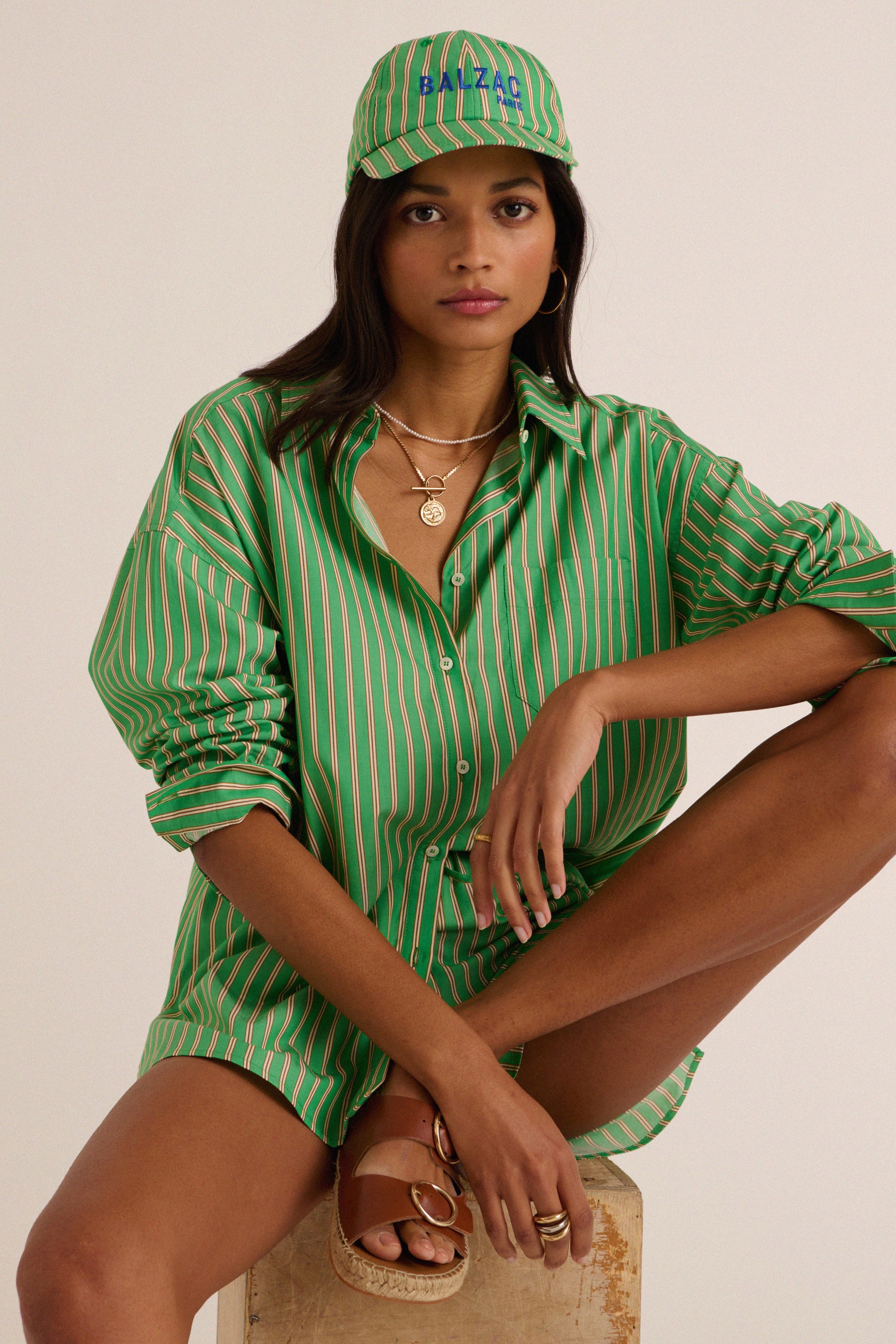 Chemise Hector rayures vert et orange - Balzac Paris