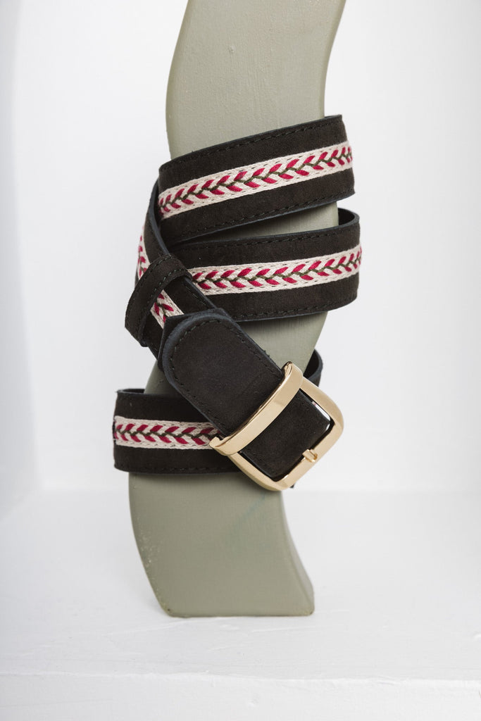 Khaki Kal belt with embroidered braid Balzac Paris