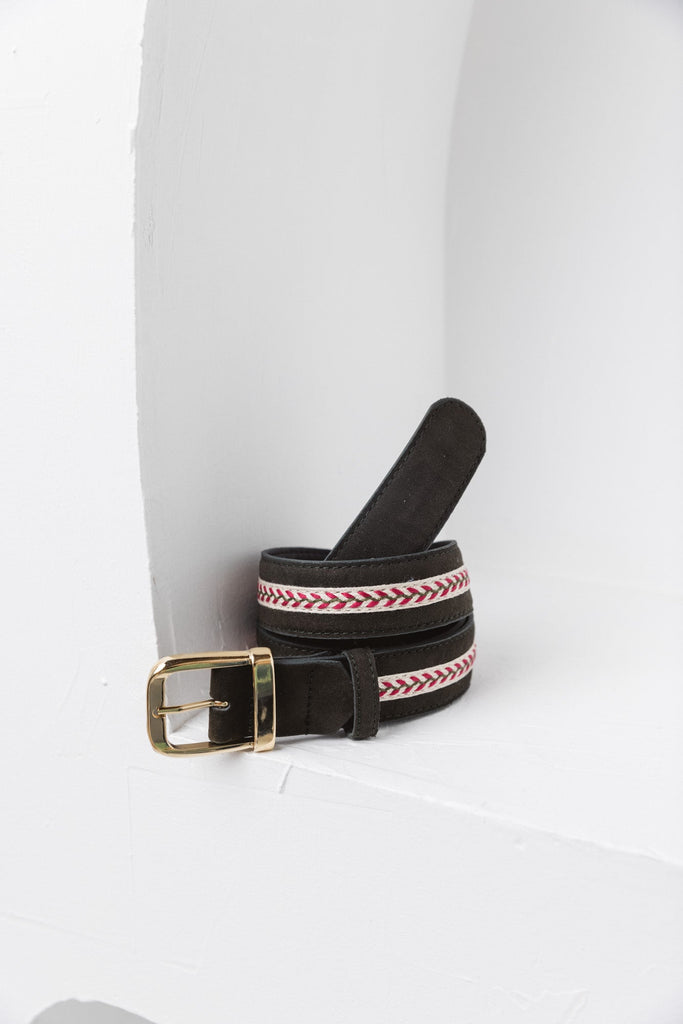 Khaki Kal belt with embroidered braid Balzac Paris