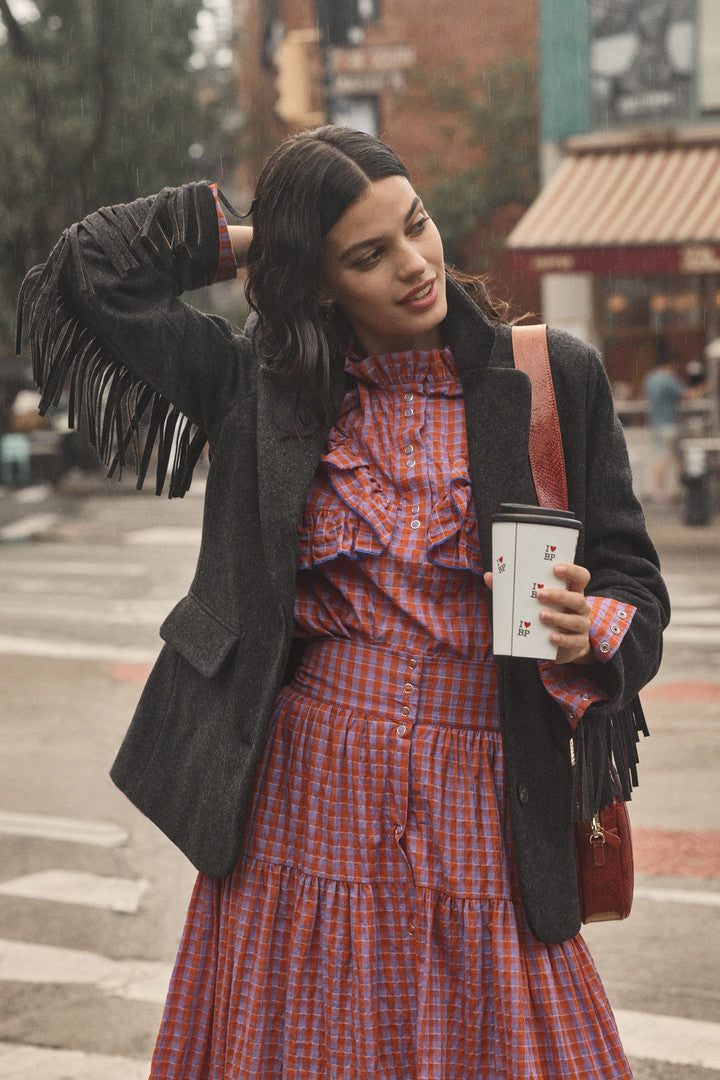 Salina orange and purple gingham skirt - Balzac Paris