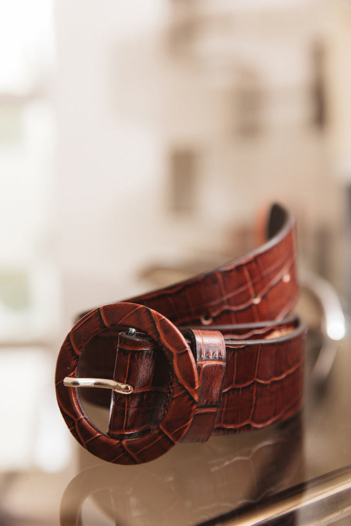 belt yacine cognac embossed woman brown - Balzac Paris