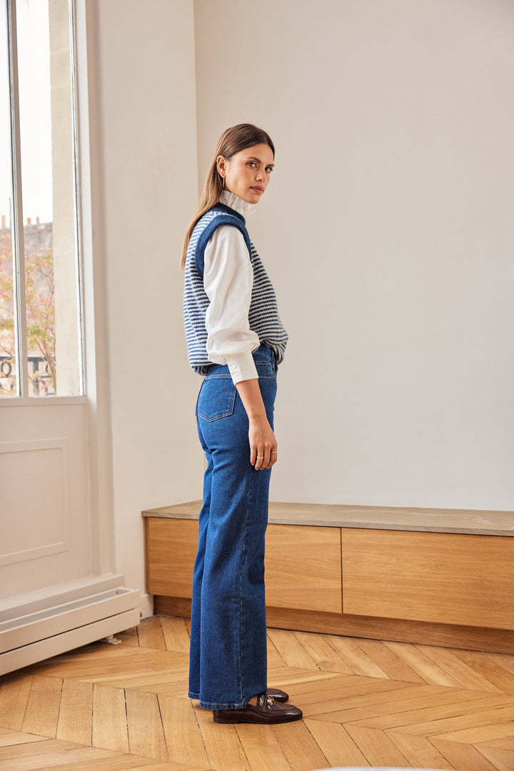 Pull Blason rayures bleu et blanc - Balzac Paris