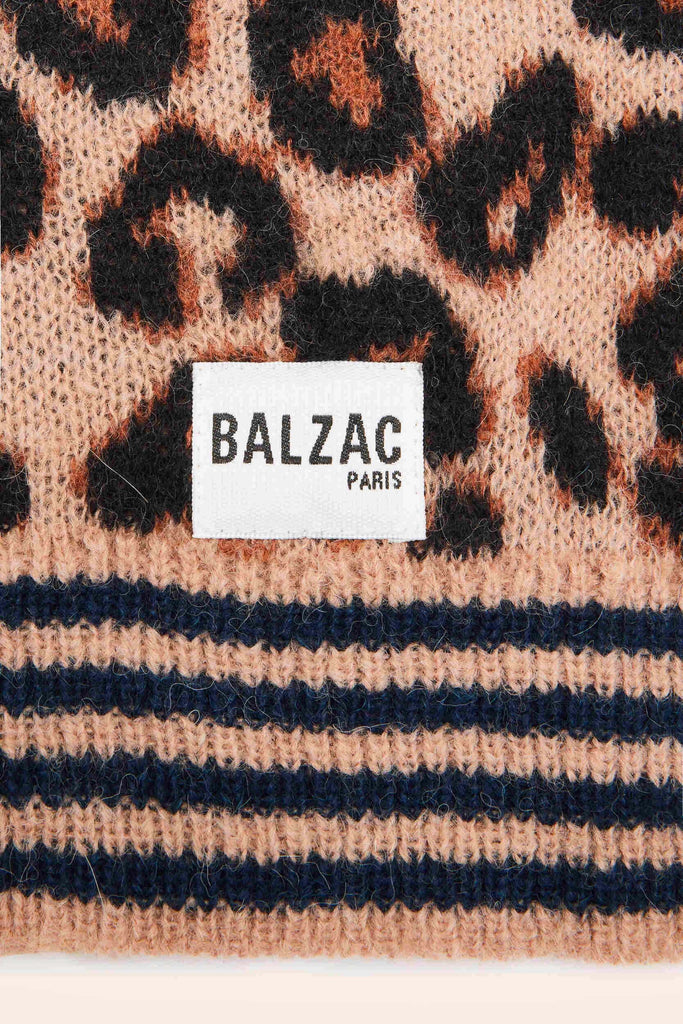Miller balaclava with navy and leopard stripes - Balzac Paris