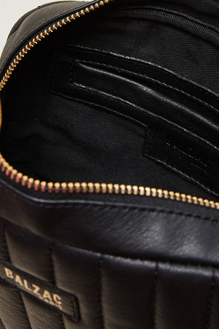 Iconic black César bag with pony-effect leopard handle - Balzac Paris