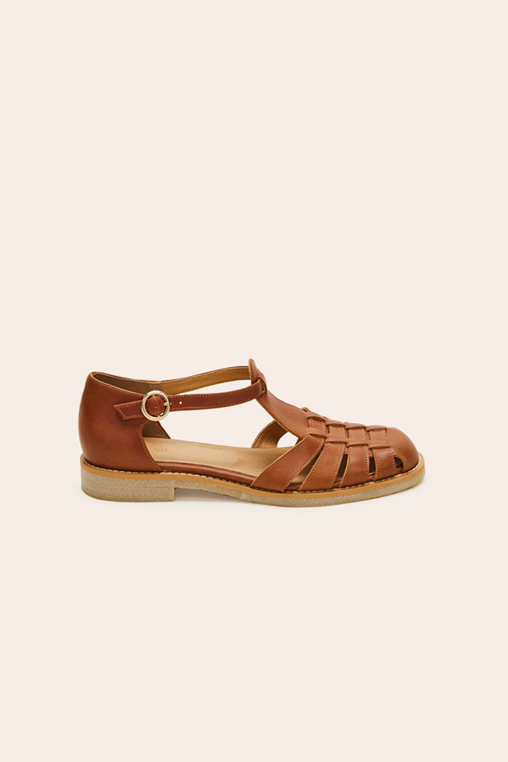 Théoline camel leather medusa sandals - Balzac Paris