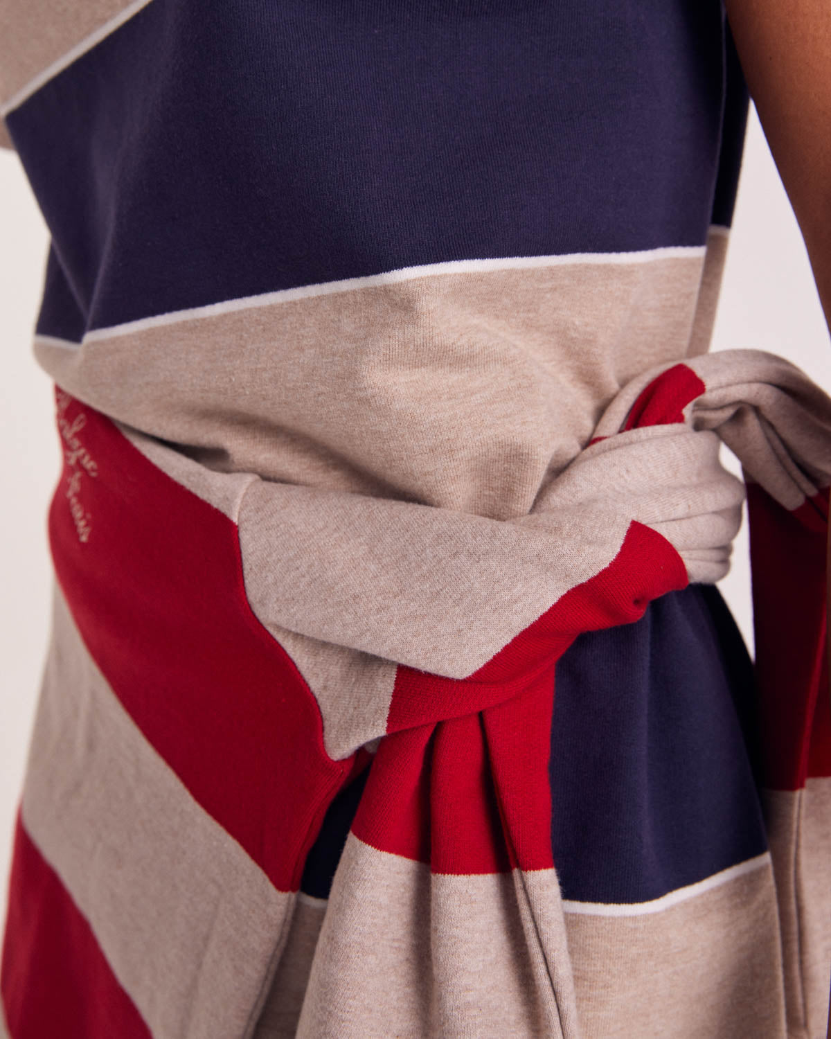 Robe polo Paula rayures marine et beige chiné - Balzac Paris