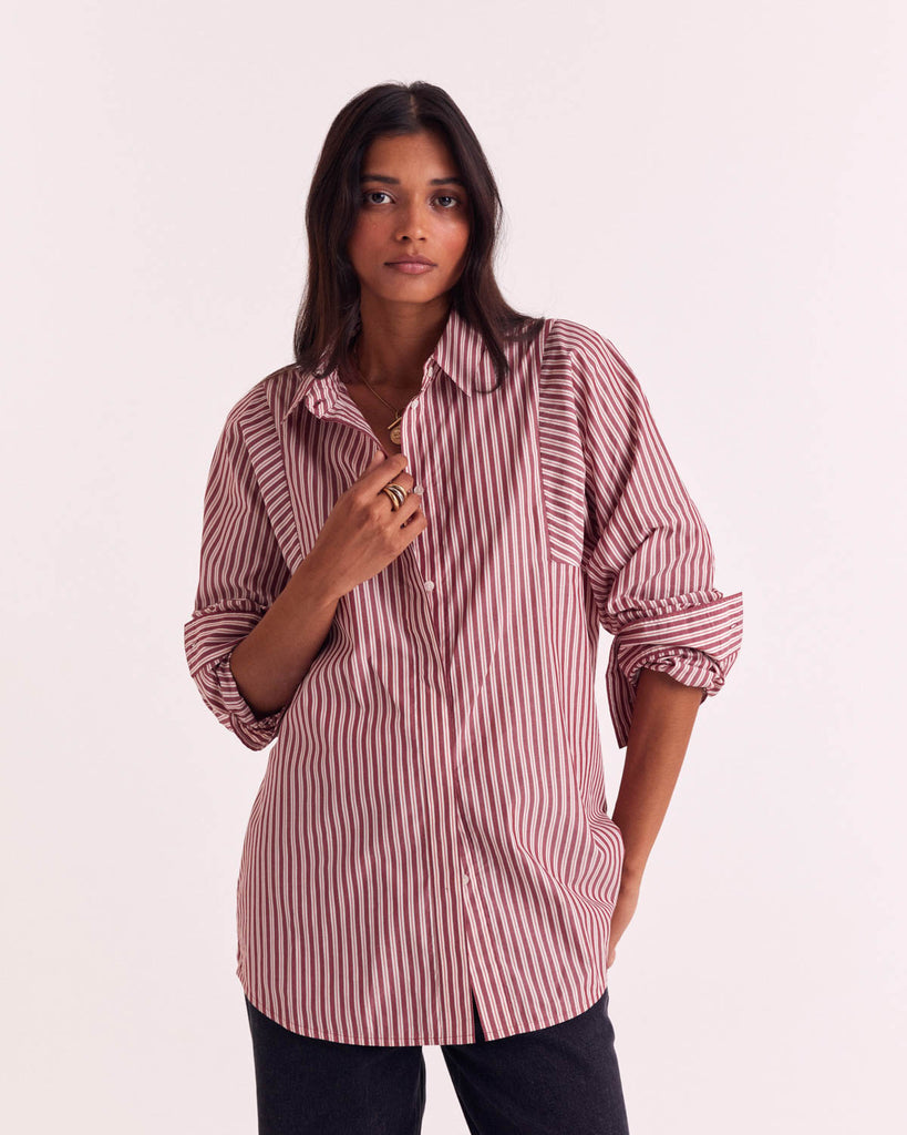 Chemise Eudes rayures rouge et blanc - Balzac Paris