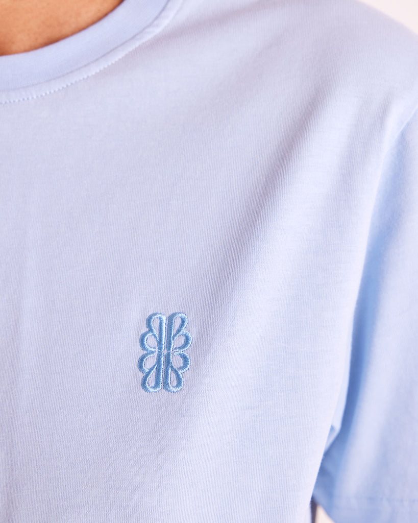 Sky blue embroidered Bree T-shirt - Balzac Paris