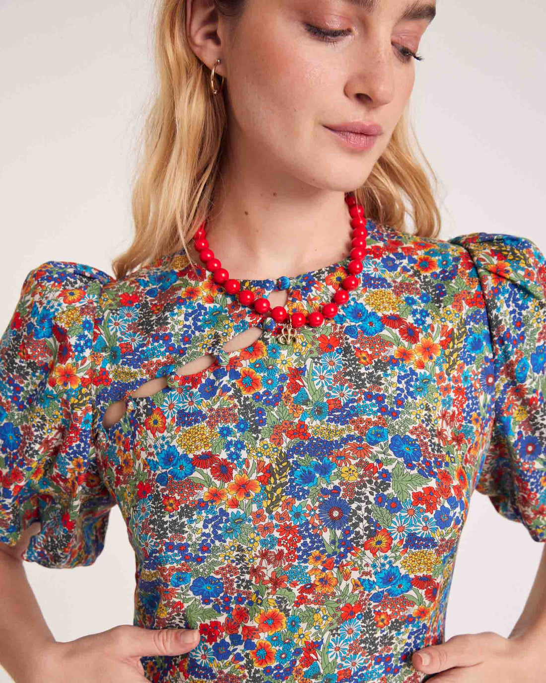 Robe Charlotte en tissu Liberty bleu et jaune - Balzac Paris