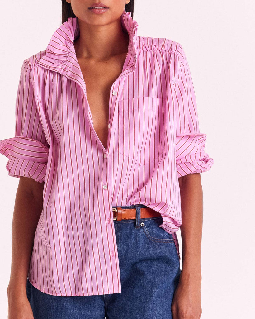Chemise Léonor rayures rose et rouge - Balzac Paris