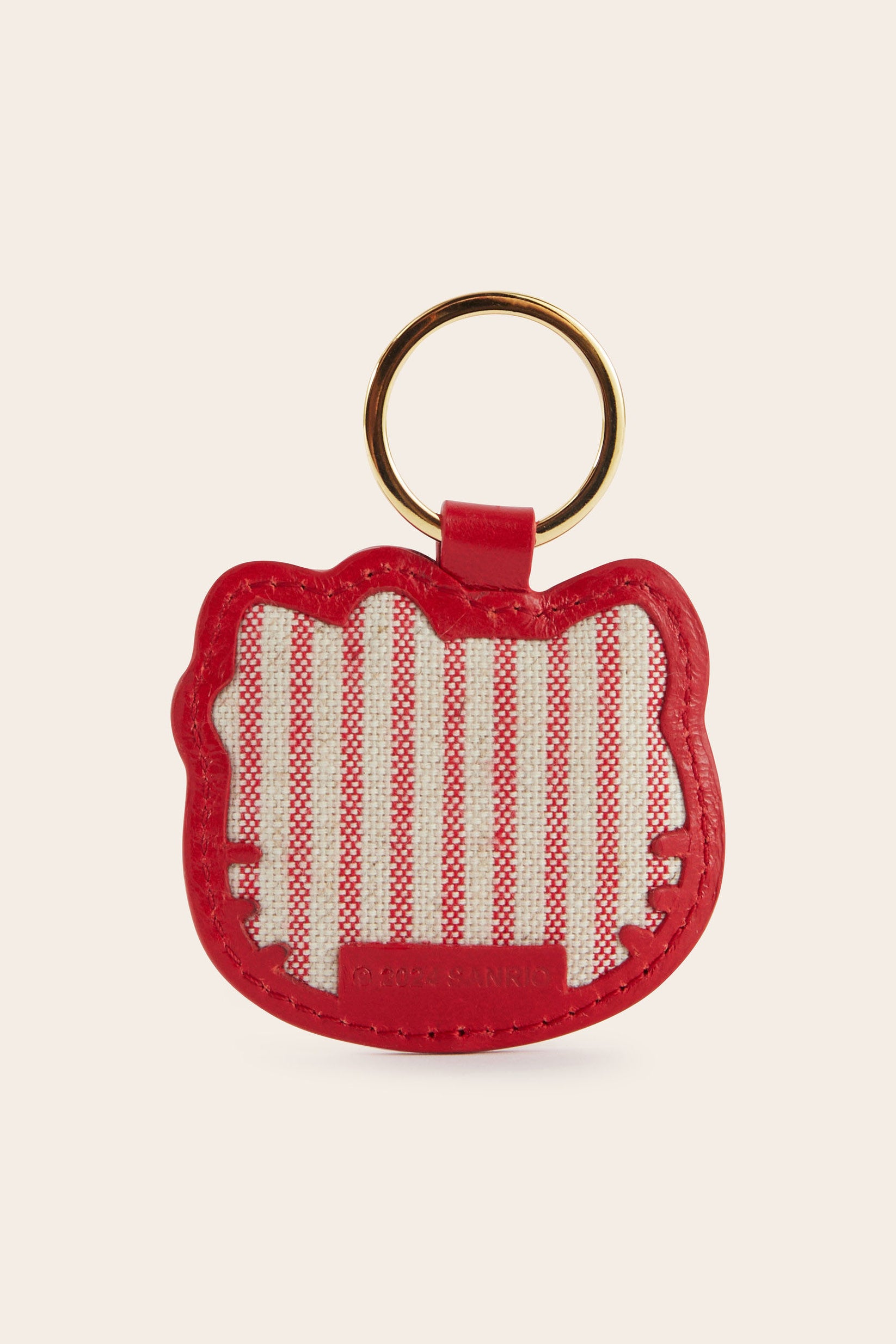 Porte-clés Pearl froissé rouge et rayure - Balzac Paris