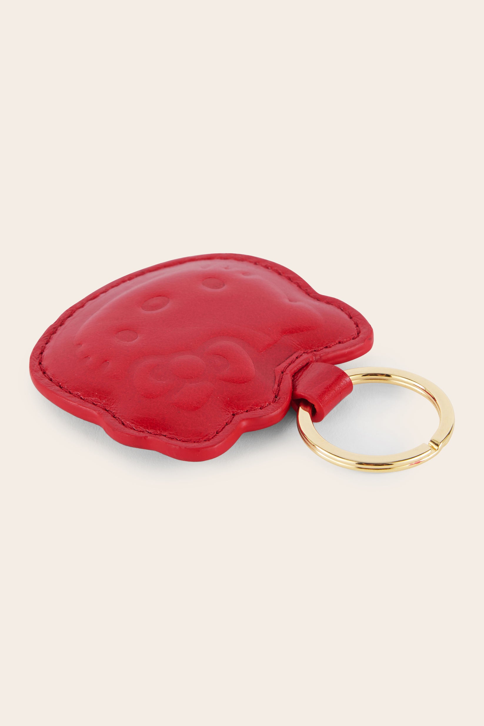 Porte-clés Pearl froissé rouge et rayure - Balzac Paris
