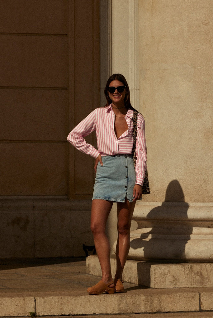 Chemise Liseron rayures rose - Balzac Paris