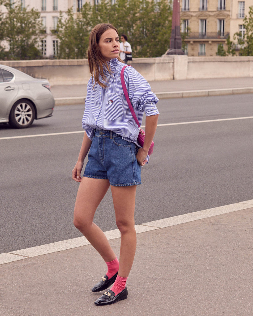 Hello Kitty blue and white striped Léonor shirt - Balzac Paris