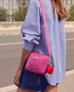 Porte-clés Pearl froissé rouge et rayure - Balzac Paris