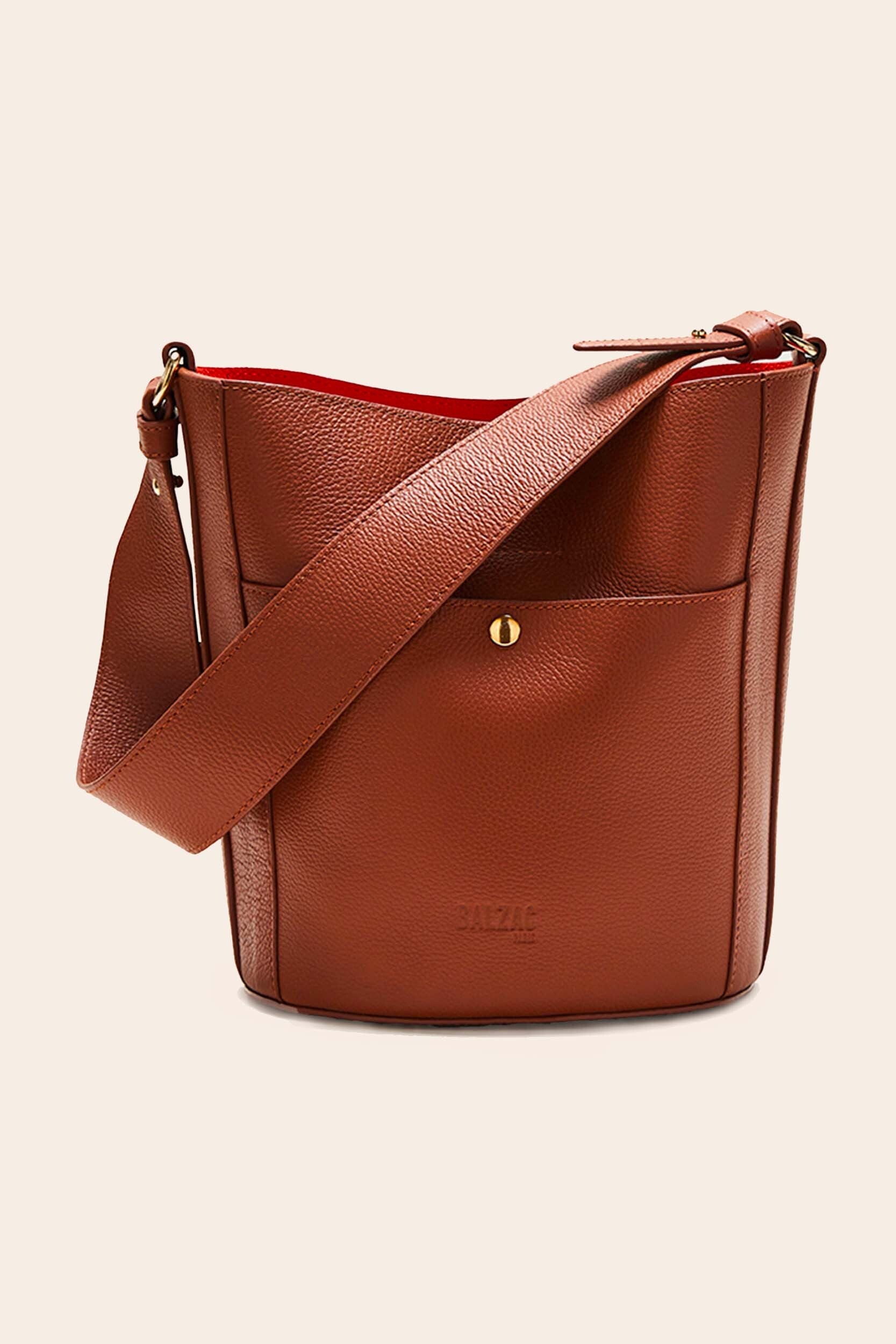 Sofia grained cognac orange interior bag - Balzac Paris