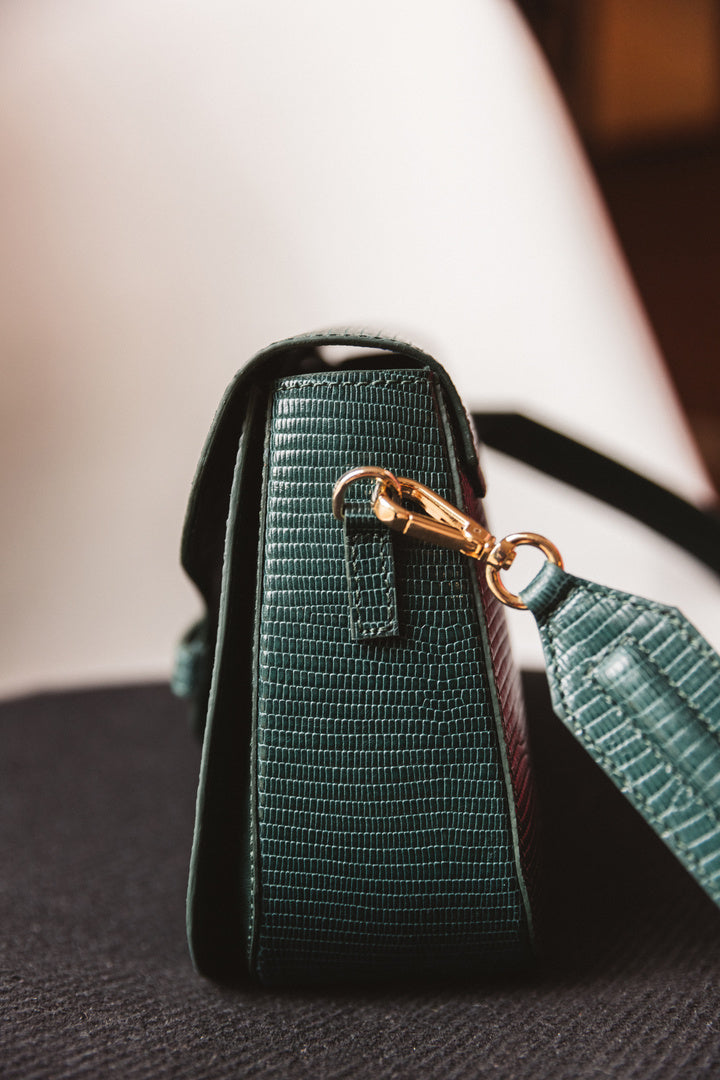 Green lizard embossed Lyrique bag - Balzac Paris