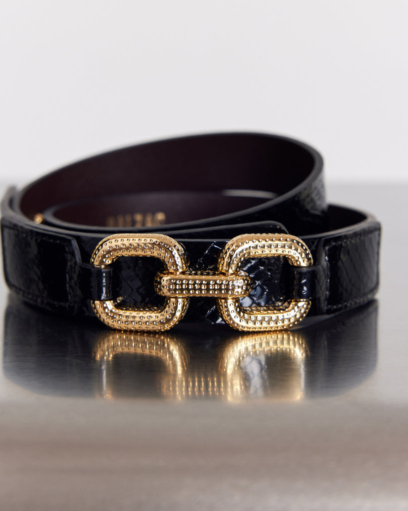 Ceane belt, embossed black patent leather - Balzac Paris