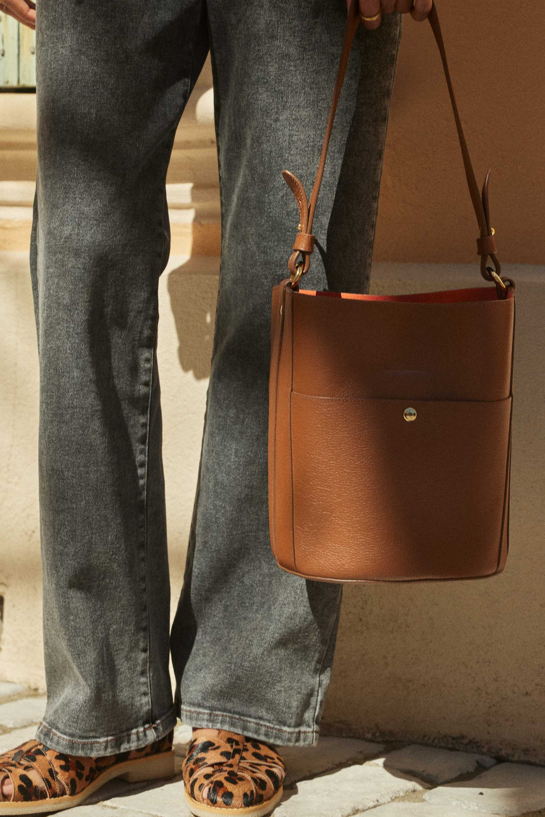 Sofia grained cognac orange interior bag - Balzac Paris