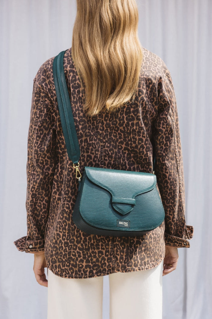 Green lizard embossed Lyrique bag - Balzac Paris