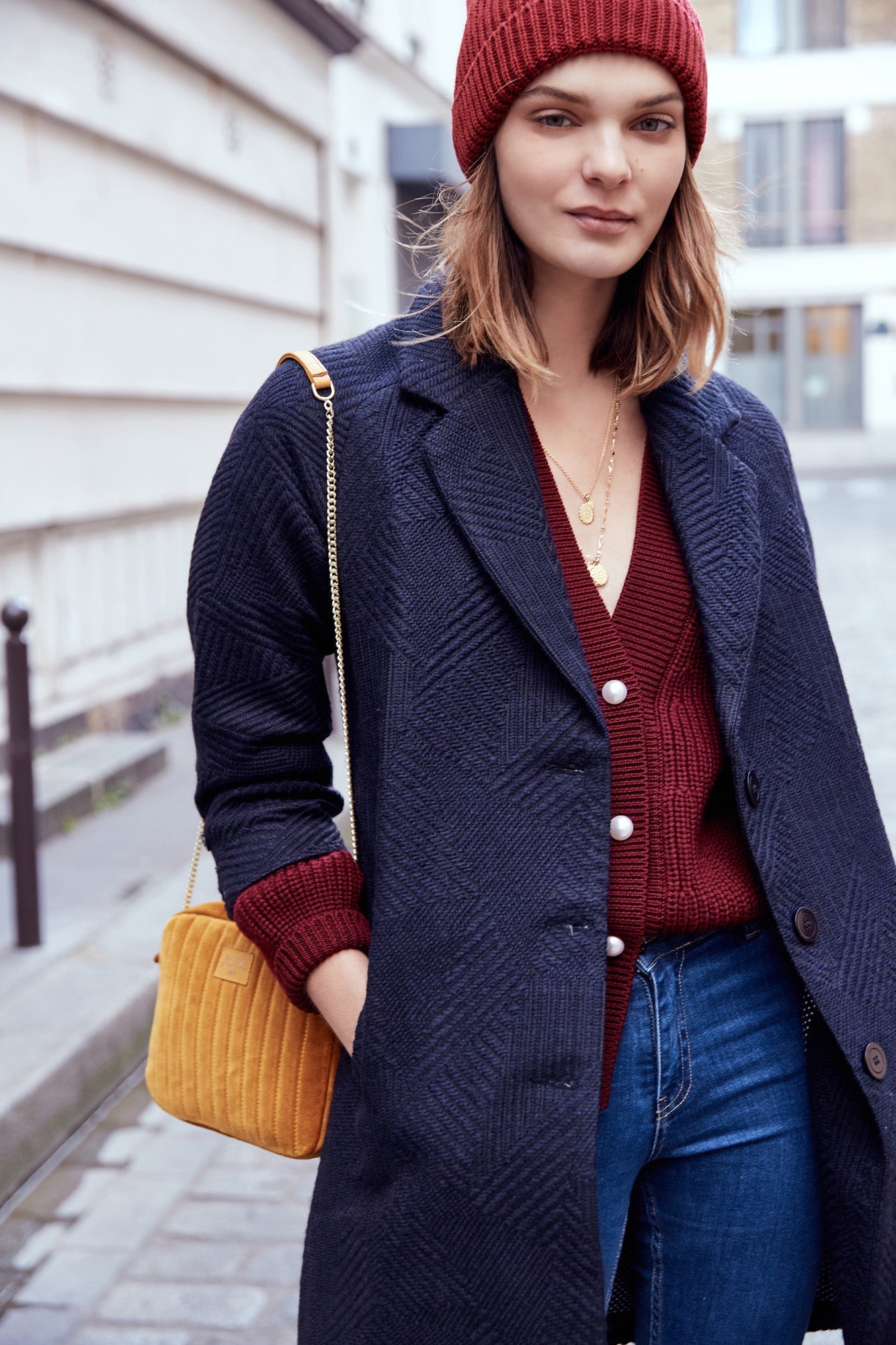 Benjamin navy jacquard coat - Balzac Paris