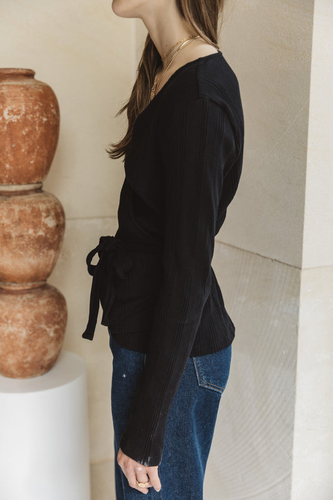 Cardigan femme maille coton bio noir Maggie - Balzac Paris